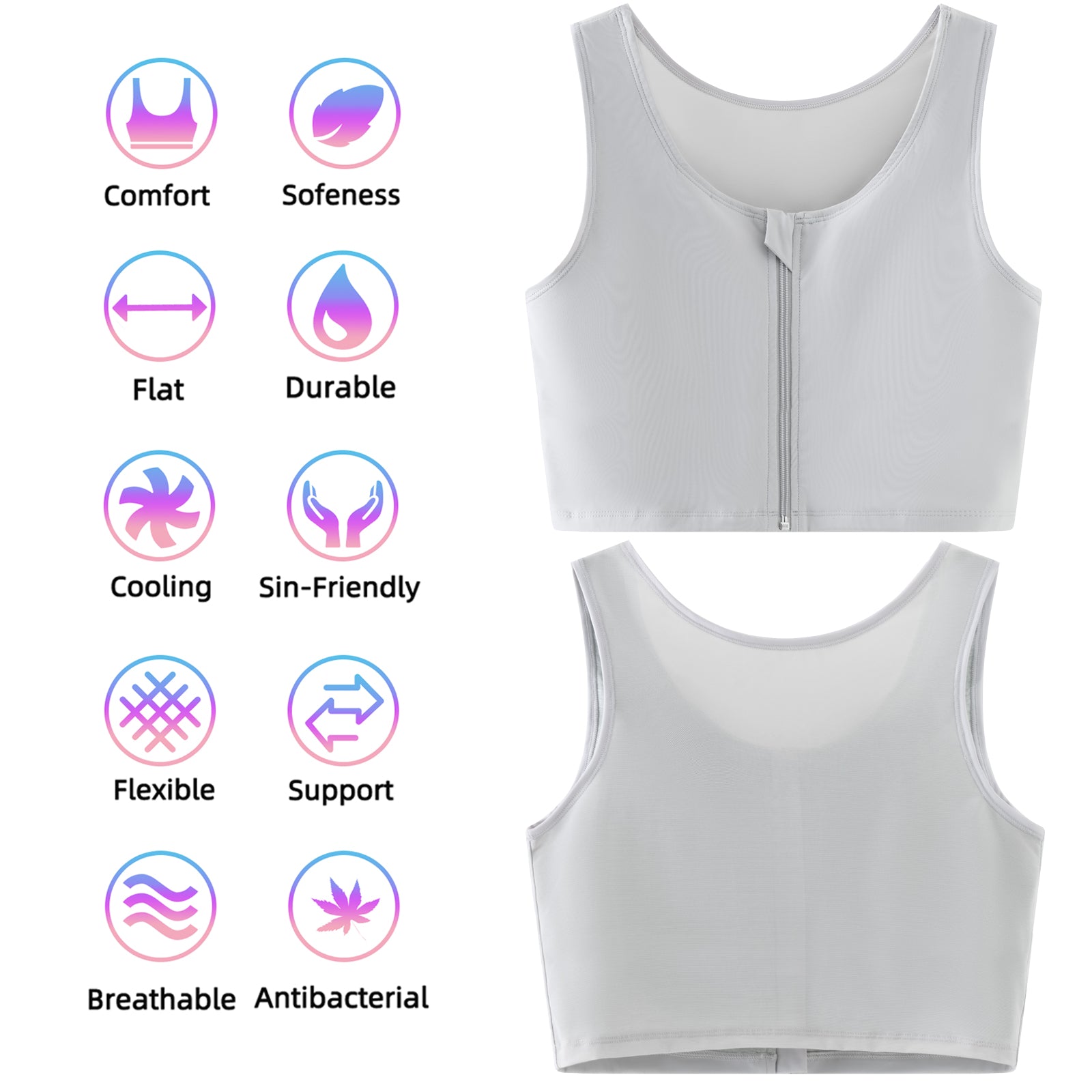 Transgender FTM Zip Up Breathable Half Chest Binder – Chest-Binder